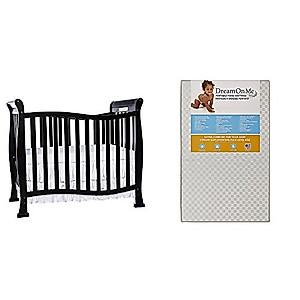 Dream On Me Violet 4 in 1 Convertible Mini Crib with Dream On Me 3 Portable Crib Mattress, White