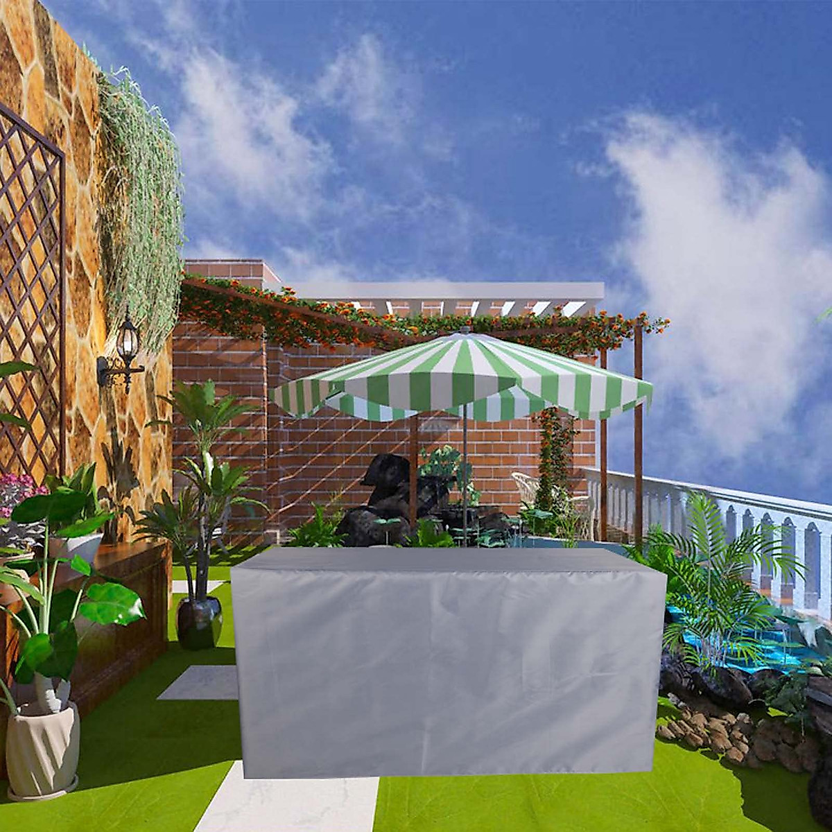 WZDD Patio Table Set Cover 45”x45”28”, Rectangular Garden Furniture Cover, Waterproof Garden Table Cover, Black Patio Furniture Covers, Table Covers for Outdoor Furniture