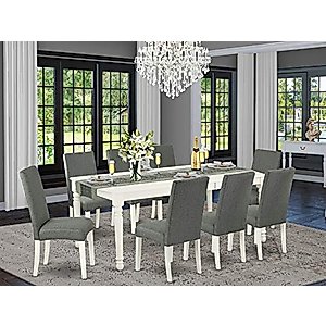 East West Furniture DODR9-LWH-07 Dining Room Table Set, 9-Piece