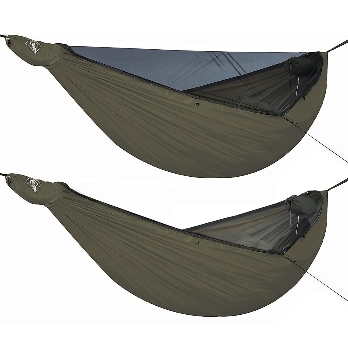 Onewind 11Ft Camping Hammock with Mosquito Net and Structure Ridgeline, Lightweight Portable Double Hammock with 12ft Tree Straps, Ideal for Camping, Hiking, Backpacking, OD Green