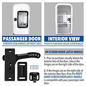 Leisure Coachworks RV- Screen Door Latch Right Hand Handle Kit - Camper Motorhome Travel Trailer