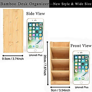 Bamboo Pen Holder Wooden Desk Organizer Multiple Purpose Pencil Organizer Desktop Stationary Storage Candy Rack Art Supplies for Office,School,Studio,Home and Kitchen