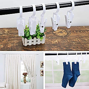 ccHuDE 12 Pcs 4.1 inch Plastic Strong Swivel Hook Rotating Laundry Hanging Hook Clothes Pins Beach Towel Clips Black