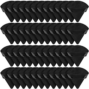 48 Pcs Velour Triangle Powder Puff Soft Velour Makeup Puff Velour Puffs for Face Powder Makeup Triangle Sponges for Wet and Dry Cosmetic Foundation Loose Mineral Powder Body Makeup Tool (Black)