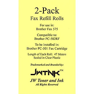 2-pack of PC-502RF Fax Film Ribbon Refill Rolls Compatible with Brother Fax 575