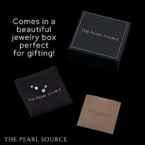 THE PEARL SOURCE White Japanese Akoya Real Pearl Earrings for Women - 14k Gold Stud Pearl Earrings | Hypoallergenic Earrings with Genuine Cultured Pearls, 4.5-5.0mm