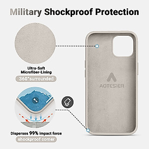 AOTESIER iPhone 13 Pro Max Phone Case,[Military Shockproof Protection] Liquid Silicone Case with [Soft Anti-Scratch Microfiber Lining] Camera & Screen Protection 6.7 inch Slim Thin Cover（Stone）