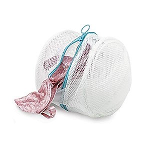 Smart Design Wash Bag w/ Safety Zipper - Washing Machine Safe - Fine Mesh Nylon Polyester - Bra, Hosiery, Pantyhose, Delicates, Lingerie, & Baby Clothes (6.5 x 5.5 Inch) [White]