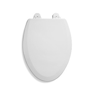 Centoco Elongated Toilet Seat Soft Close, Closed Front with Cover, Molded Wood, Made in the USA, 900SC-001, White