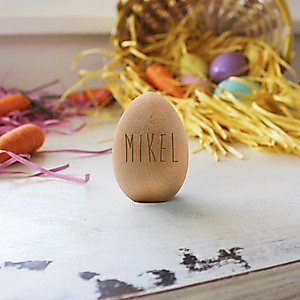 MYETCHEY Personalized Easter Egg Easter Basket Stuffers for Babies Baby Easter Easter Gifts for Toddlers Wood Easter Egg Easter Basket Stuffers for Toddler