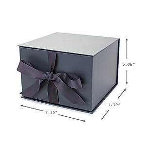 Hallmark 7" Gift Box with Lid and Paper Fill (Solid Gray) for Christmas, Weddings, Graduations, Father's Day, Anniversaries, Valentines Day, Grooms Gifts and More