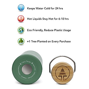Tree Tribe Green Turtle Water Bottle - Eco Friendly Stainless Steel, Indestructible, BPA Free, 100% Leak Proof, Double Wall Insulated for Hot and Cold, Wide Mouth - 20 oz