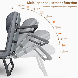 6 Adjustable Positions Lounge Chair Outdoor, Portable & Foldable Chaise Indoor, Folding Cot Bed for Sleeping, Camping, Pool, Patio, Beach (Oversized XL-74 in)