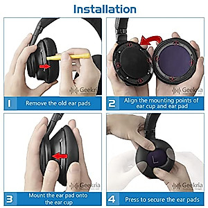 Geekria QuickFit Replacement Ear Pads for Plantronics BackBeat PRO Headphones Ear Cushions, Headset Earpads, Ear Cups Cover Repair Parts (Black)