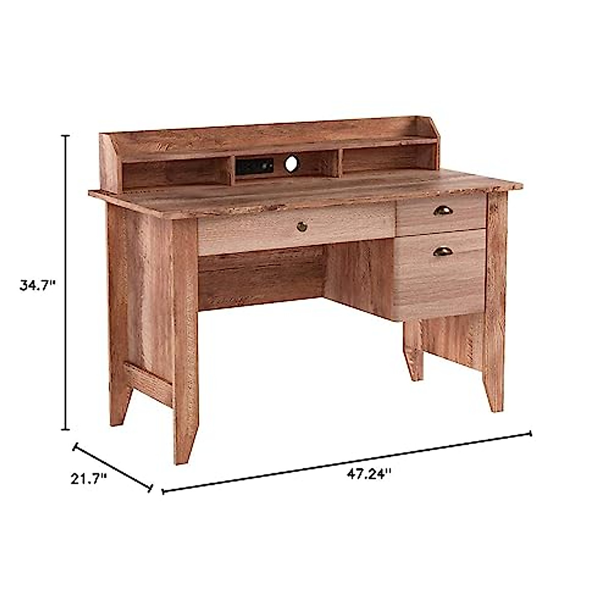 OneSpace Eleanor Executive Desk Classic Oak, 53”x58”x7”.