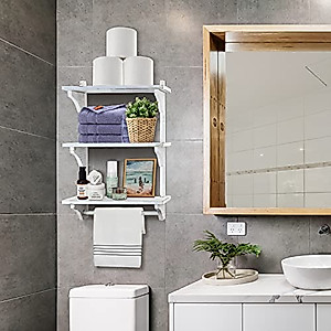 Wall Shelves for Bathroom Decor, Over Toilet Floating Wall Shelves for Living Room Kitchen Storage,Wall Mounted Bathroom Storage Shelves for Kitchen, Living Room, Plants, Pictures,Toilet Paper