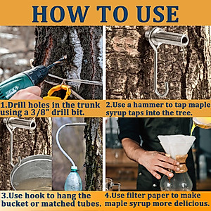 YEOSLL Maple Syrup Tapping Kit - Food-Grade Stainless Steel, PFOA-Free, Includes Maple Syrup Taps, Brush and Filters, 1-Set