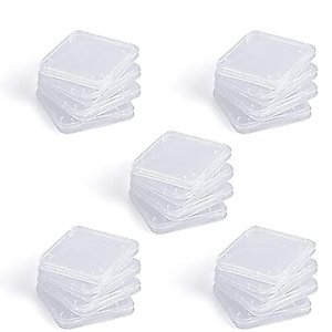 SD Card Holder, WOVTE Plastic SD MMC SDHC PRO Duo Memory Card case Holder Jewelery Case Transparent White Pack of 20