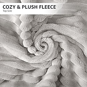 Sherpa Blanket Fleece Throw – 60x80, Pearl Grey – Soft, Plush, Fluffy, Warm, Cozy, Thick – Perfect for Bed, Sofa, Couch, Chair