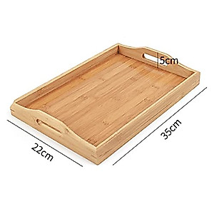 GEEKLLS Breakfast Tray Rectangular Bamboo Tea Box Tray Food Snacks Bread Coffe Serving Tray Table Bottle Cups Storage Plate Home Dinning Room Decor