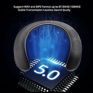 Neckband Portable Bluetooth Speakers, Bluedio HS Wireless Wearable Personal Body Speaker w/FM Radio/Micro SD Card, Lightweight Outdoor Sound Box Private Music for Cycling, Hiking, Handsfree Phone Call