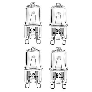 Fugedox G9 Bulb 40W, G9 Halogen Light Bulbs 2 Pin Base 120V Xenon Small Light Bulb for Range Hood Light, Bathroom Light Bulbs, Cabinet Lights, Dimmable, 2700K Warm White (4 Pack)