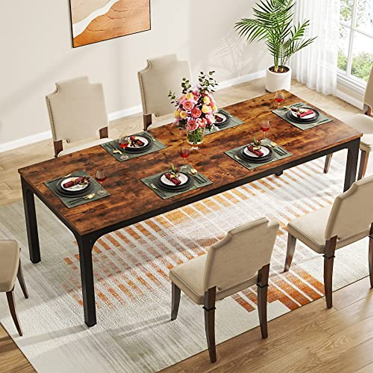 Tribesigns Dining Table for 6-8 Person, 78 inch Long Rectangular Kitchen Dining Table for Living Room and Dining Room, 78.7 x 27.5 x 29.5 Inches(Only Table)