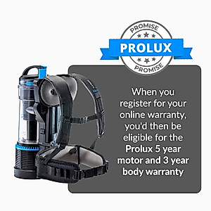 Prolux 2.0 Cordless Battery Bagless Backpack Vacuum Cleaner w/Dual HEPA Shield Filtration and Tool Accessory Kit