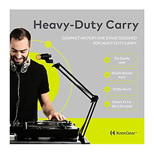 Knox Gear Studio Boom Microphone Arm Stand for Microphones, Gaming, Podcast, and Recording Boomarm Mic Stand for Desk, 5/8 Inch Thread