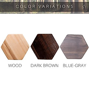 EWART WOODS Magnetic Key Holder for Wall Key Rack Key Hook for Wall Modern Key Holder entryway Organizer Wood Key Hook Storage Hexagon (Dark Brown, 3 pcs)