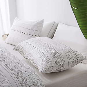 White Geometric Comforter Sets Queen, Boho Bedding Aztec Striped Arrow Pattern,Lightweight Soft Microfiber Down Alternative Comforter Bed Set