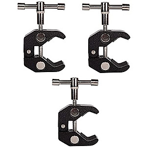 QYXINC 3Pack Super Clamp with 1/4 and 3/8 Thread Camera Clamp Mount，Crab Clamp Rod Clamp Clip for Cameras, Rods, Lights, Hooks, Shelves, Cross Bars, etc