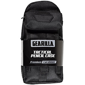 GEARILLA Tactical Pencil Case - Large Storage Pen Bag with Compartments, Metal Carabiner, Straps - Portable Pouch Organizer for Pens, Pencils, Tools - Ideal for School, Office, and Travel - Black