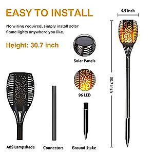 Maksone 6 Pack Torches Solar Outdoor Lights LED Larger Size Flickering Flames Light Waterproof Landscape Decoration Lighting Dusk to Dawn Auto On/Off