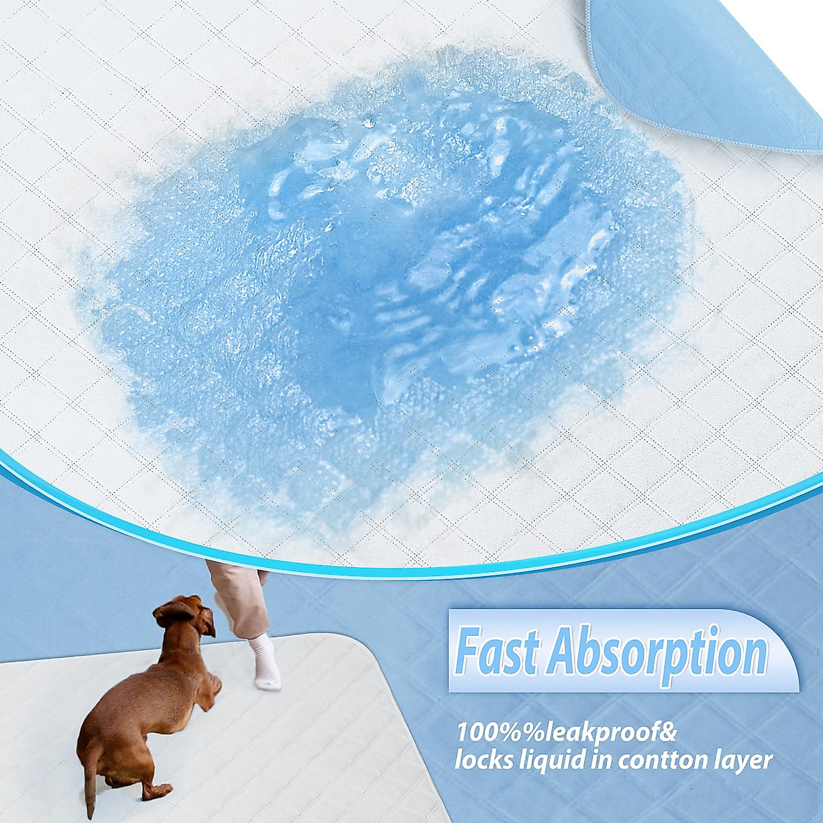 Washable Pee Pads for Dogs - Reusable Puppy Pads Pet Training Pads, Waterproof Dog Pee Pads Pet Pads for Dog Bed Mat, Super Absorbing Whelping Pads Potty Pad, 18"x24", 2 Pack