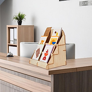 SUPERFINDINGS 6 Shelves Wooden Card Display Stand Self-Installing Business Card Display Rack Mini Craft Show Case Sticker Tape Organiser 30x20x30cm