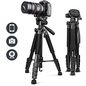 UBeesize 67” Camera Tripod with Travel Bag, Cell Phone Tripod with Wireless Remote and Phone Holder, Compatible with All Cameras, Cell Phones, Projector, Webcam, Spotting Scopes