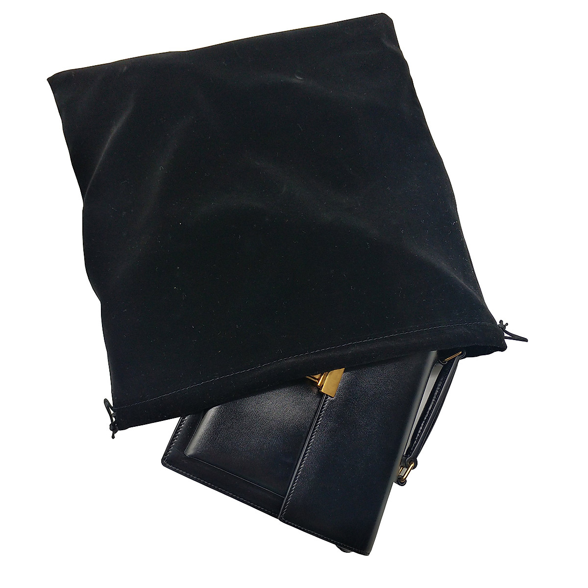 Sanrich Large Black Velvet Pouch Bags With Drawstring 5 Pack -14 x14 INCH Treat Bag Dust Bag For Gift Hair Dryer Hotel Storage Bag Velvet Gym Bags Drawstring Cloth Packing Bag