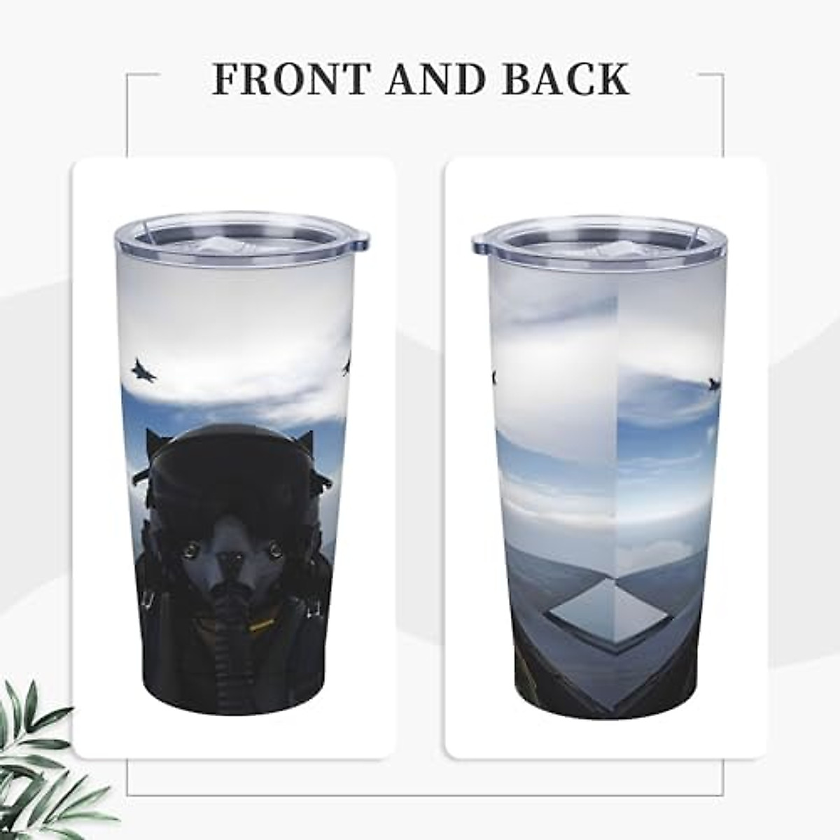 20oz Insulated Tumblers with Lids and Straws Awesome Fighter Pilot Stainless Steel Coffee Tumbler Cup Double Wall Vacuum Travel Coffee Mugs for Home, Office, Outdoor