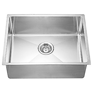 Dawn SRU201609 Undermount Small Corner Radius Single Bowl Sink, Polished Satin