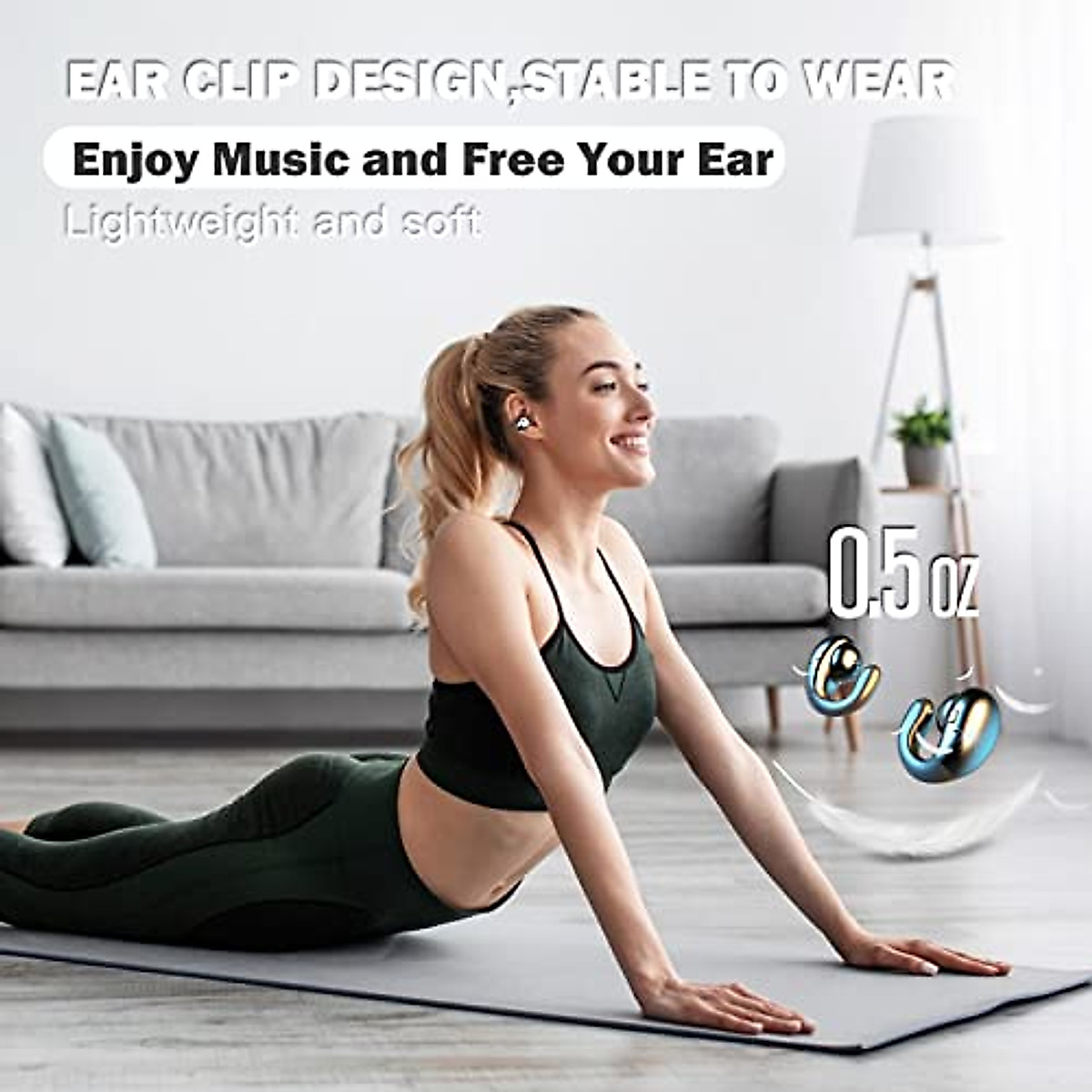 Open Ear Bone Conduction Earbuds Open Ear Headphones Wireless Bluetooth Bone Conducting Earphones Gym Ear Buds Comfortable Lightweight for Small Ear Canals Sport Running Workout Black