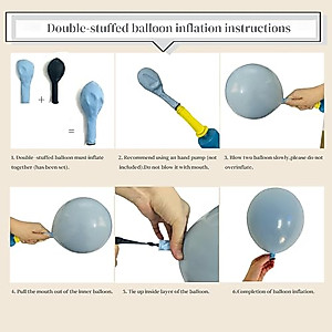 Dusty Blue Balloon Arch Garland Kit Double Stuffed Pastel Blue Black Balloons 18/12/10/5 Inch Different Sizes for Dusty Blue Baby Shower Birthday Wedding Bridal Shower Decorations Party Supplies