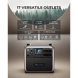 BLUETTI AC200P Portable Power Station, 2000Wh LiFePO4 Battery Backup w/ 6 2000W AC Outlets (4800W Peak), Solar Generator for Outdoor Camping, RV Travel, Home Use (Solar Panels Optional)