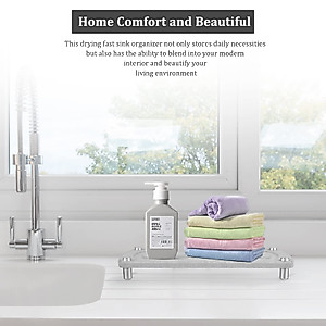 Pohido Quick Dry Sink Caddy Set with Water-Absorbing Stone Tray - Ideal Organizer for Kitchen and Bathroom Sinks, Effortless and Fast Drying Solution for Modern Home Countertops(Grey)