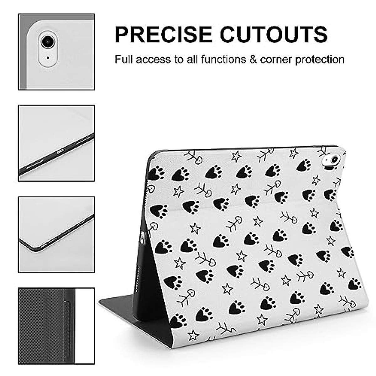 Cat Dog Paw Print Fashion Case for IPAD 2020 AIR 4 （10.9in）, Pen Slot Protective Cover for IPAD 2020 AIR 4 （10.9in）, Convenient Magnetic Stand