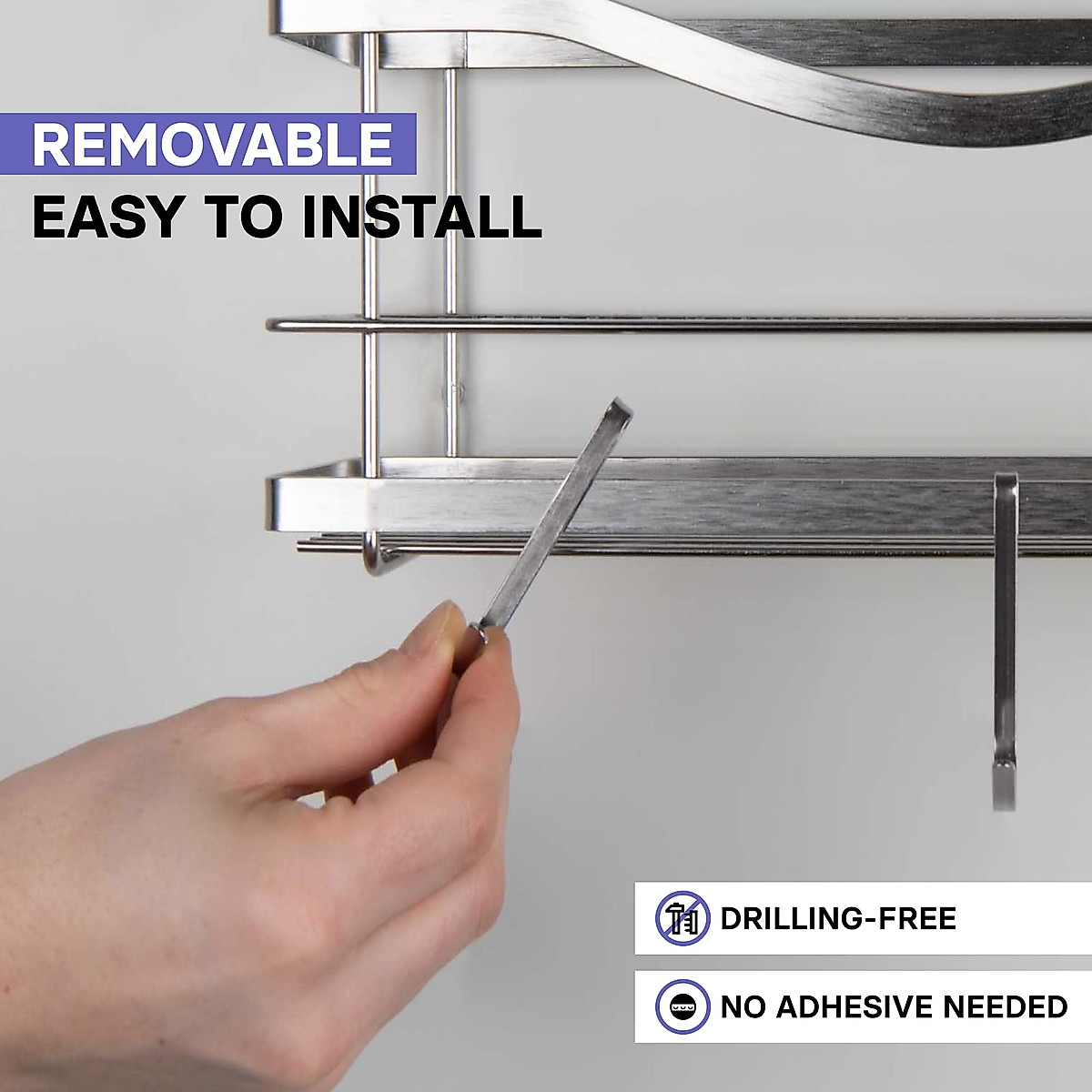 KINCMAX Stainless Steel Heavy Duty S Hooks for Hanging onto Shower Caddy, Bathroom Organizers, Shampoo Holders - Rustproof SUS 304 Steel for Hanging Razor & Sponge (Silver)