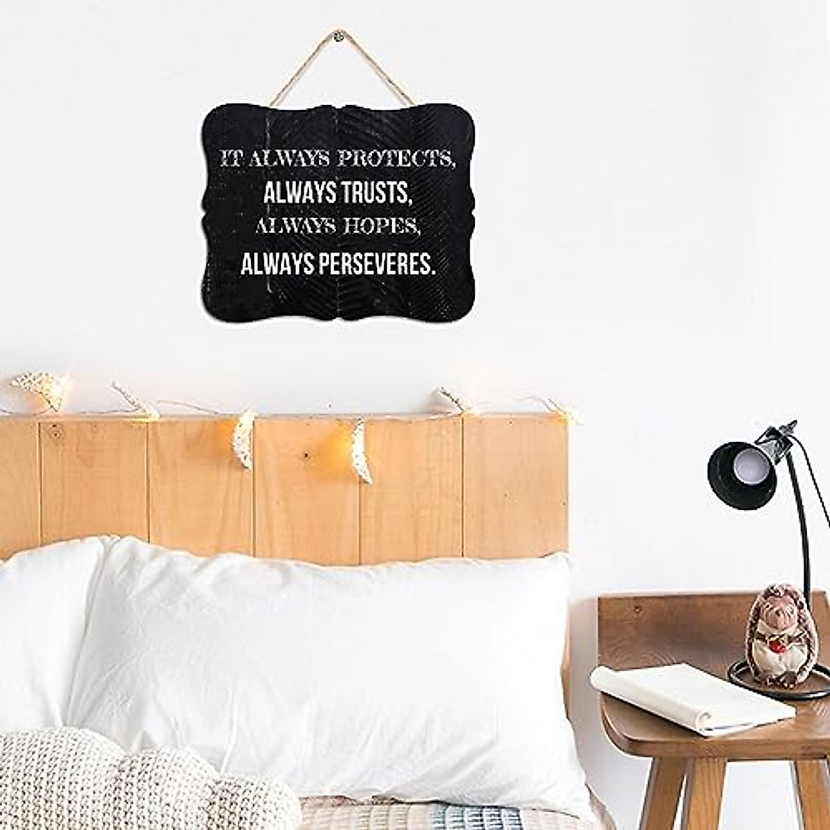 Distressed Wood Home Sign It Always Protects, Always Trusts, Always Hopes, Always Perseveres Motivational Wood Plaque Sign Quote Rustic with Saying Quotes Home Décor Signs for Kitchen Cabin 8x10 Inch