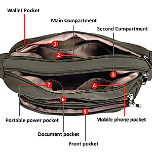 Volcanic Rock Lightweight Shoulder Bags Messenger Handbags Multi Pocket Nylon Waterproof Crossbody Bags