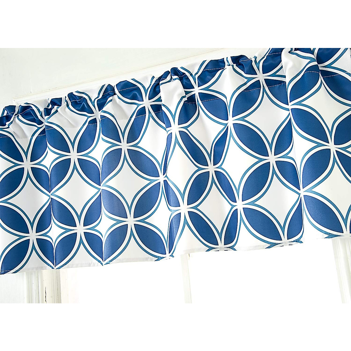 Annlaite Geo Valance for Windows(52 by 18 inches) Elegant Colorful Printed Room Darkening Window Curtain Valance for Kitchen/Bathroom/Living Room/Backdrop 1 Panel Navy