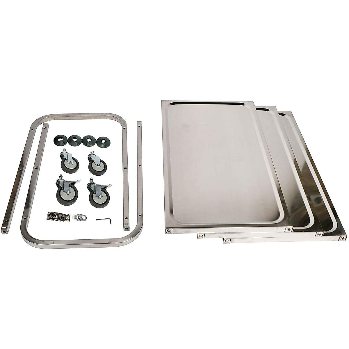 tonchean Large 3 Tier Stainless Steel Cart Kitchen Trolley Cart Serving Cart 37.4 x 19.7 x 37.4 Inch Kitchen Utility Rolling Cart Service Catering Storage Cart with Locking Wheels